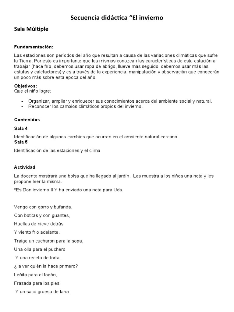 Secuencia Didáctica Invierno | PDF | Ciencia y matemáticas