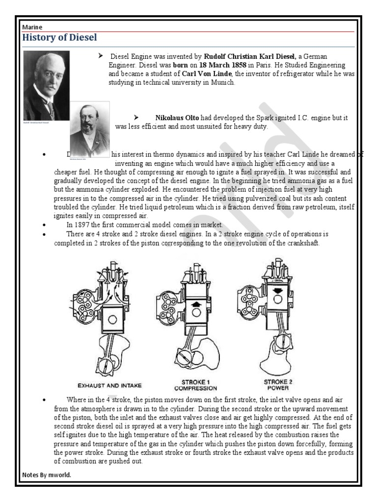 History Of Diesel Pdf Internal Combustion Engine Vehicle Parts