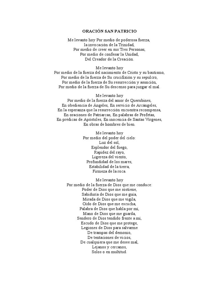 Oración de San Patricio | PDF | Oración | Comportamiento religioso y ...