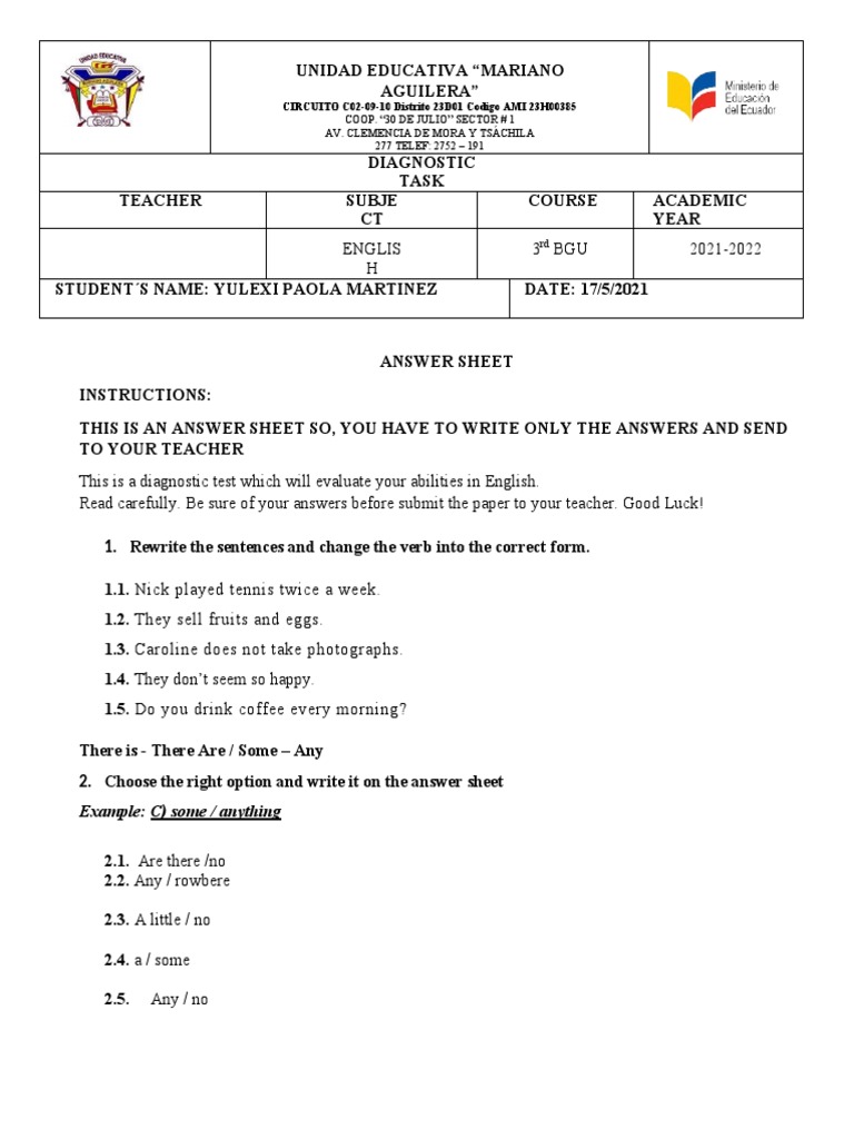Diagnosing English Skills: A Look at Student Performance on Grammar ...