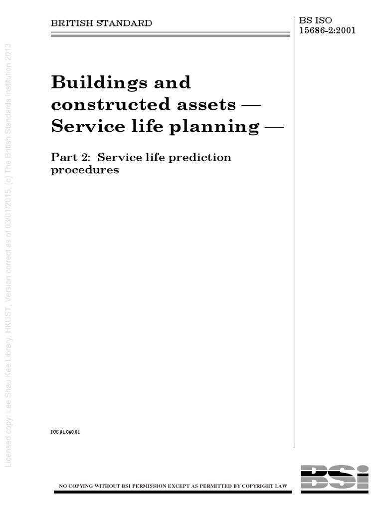 (BS ISO 15686-2 - 2001) - Buildings and Constructed Assets. Service ...