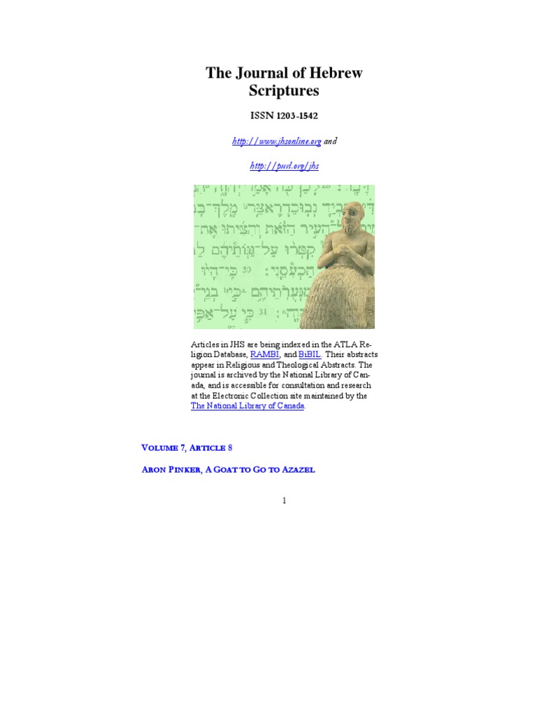 Journal Article Explores Scapegoat Ritual | PDF | Fallen Angels | Demons