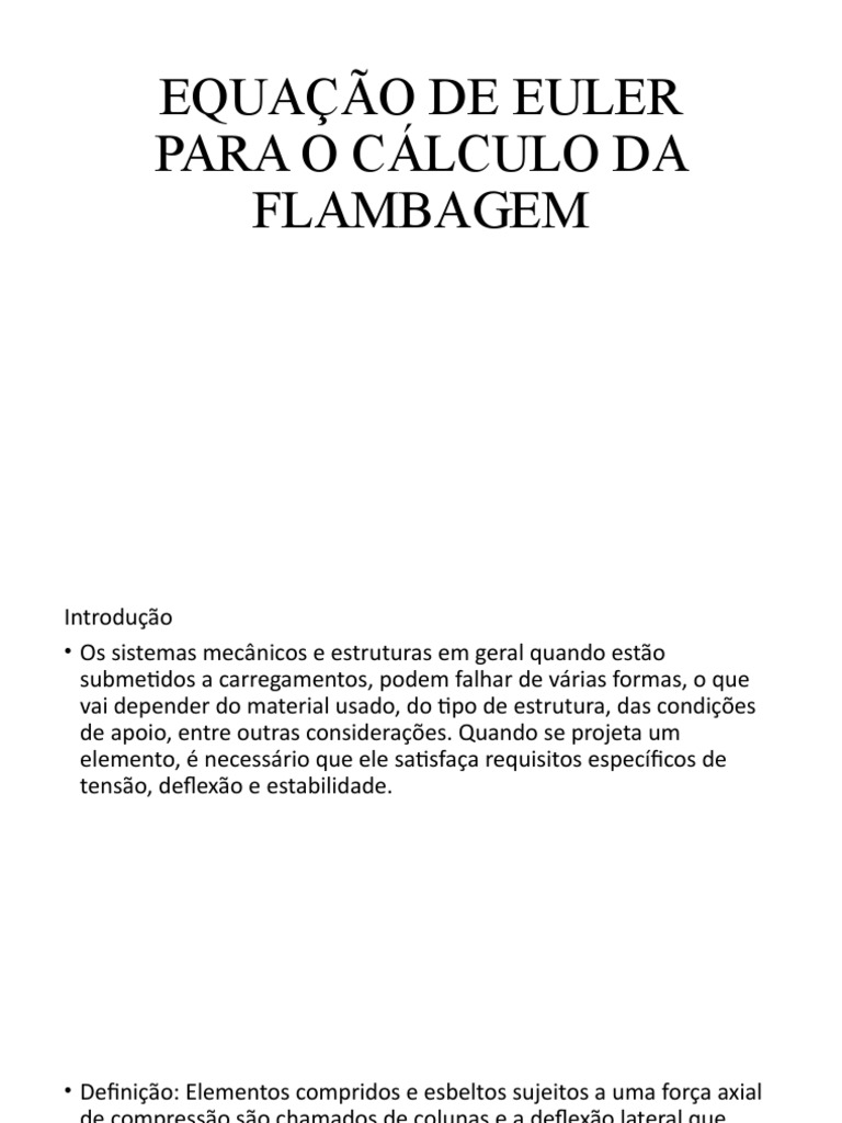 Equação de Euler para o Cálculo Da Flambagem | PDF | Flambagem ...