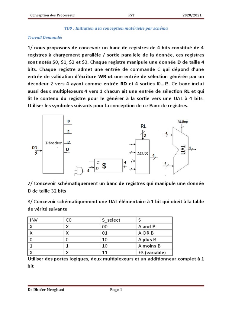 TD0: Initiation À La Conception Matérielle Par Schéma Travail Demandé | PDF | Ordinateurs
