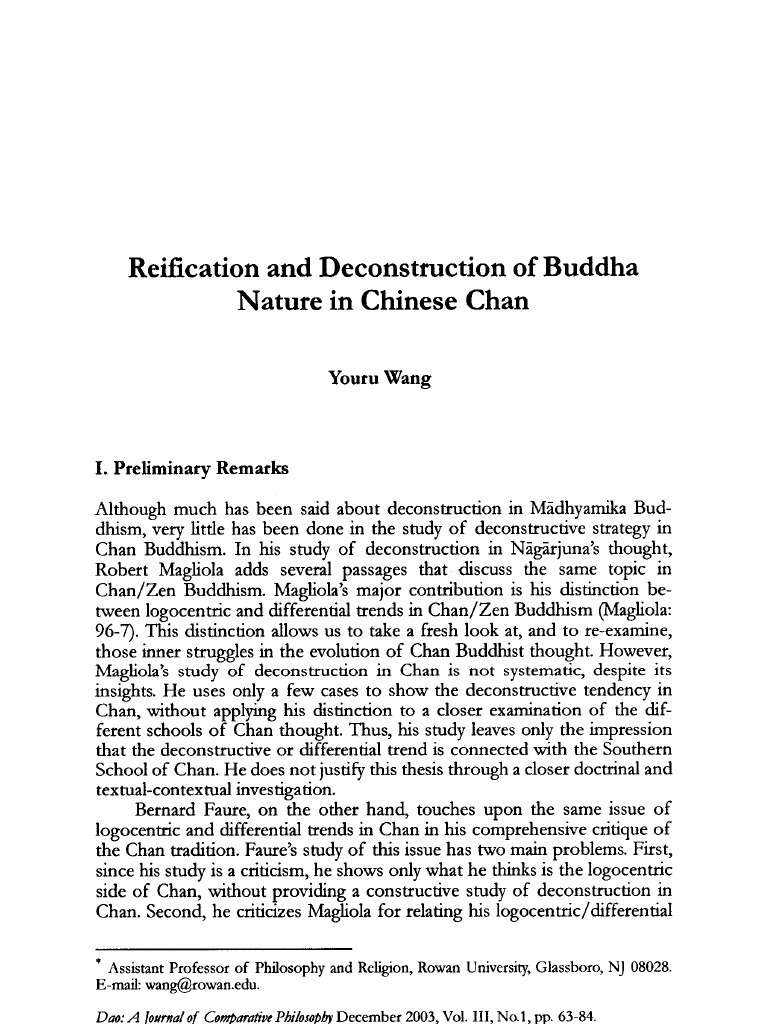 Reification and Deconstruction of Buddha Nature in Chinese Chan | PDF ...