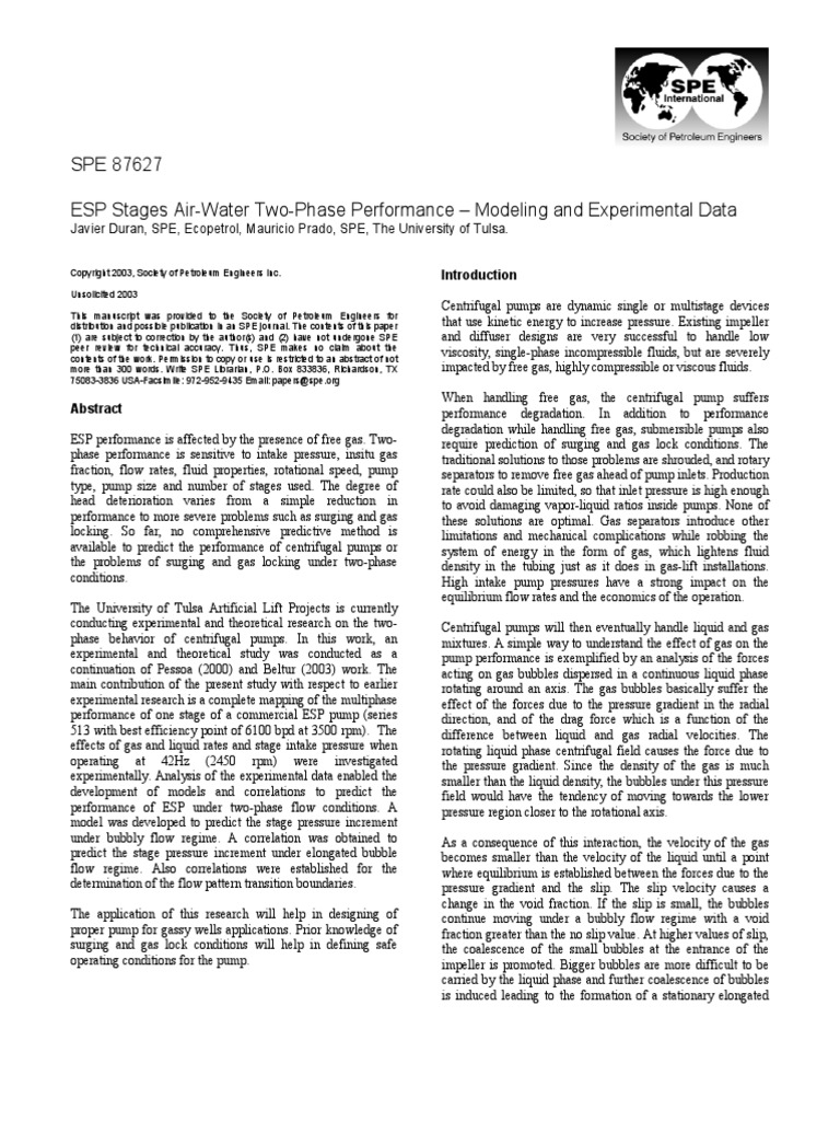 2003 - Duran and Prado - ESP Stages Air-Water Two-Phase Performance ...