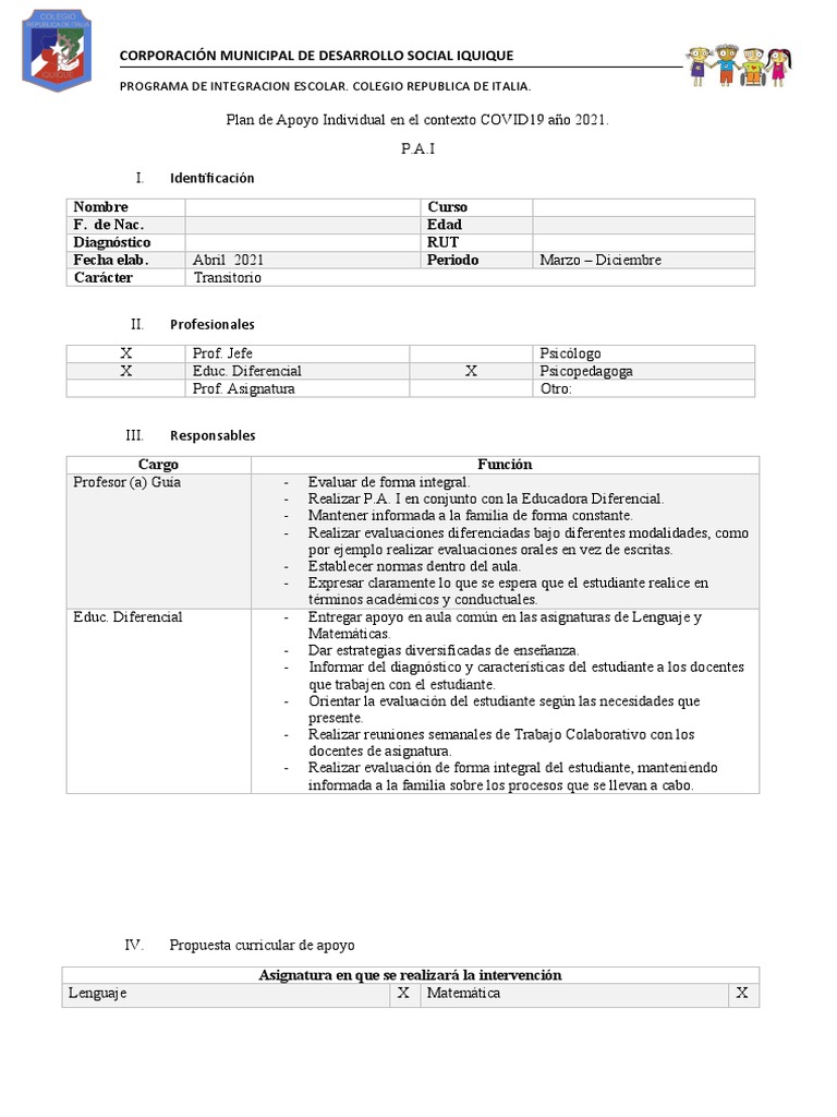 Formato PAI 2021 | PDF | Evaluación | Maestros