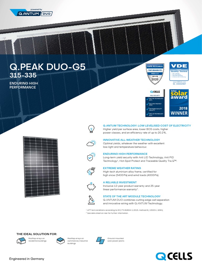 Q.Peak Duo-G5: Enduring High Performance | PDF | Electrical Engineering | Electricity