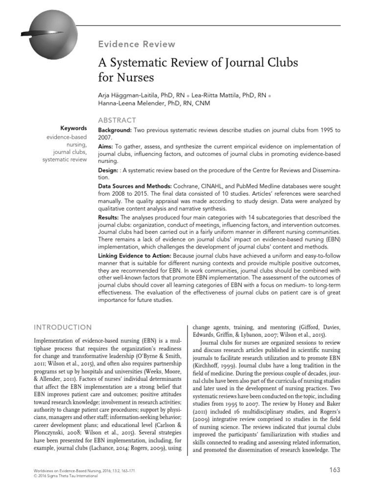 a-systematic-review-of-journal-clubs-for-nurses-pdf-systematic