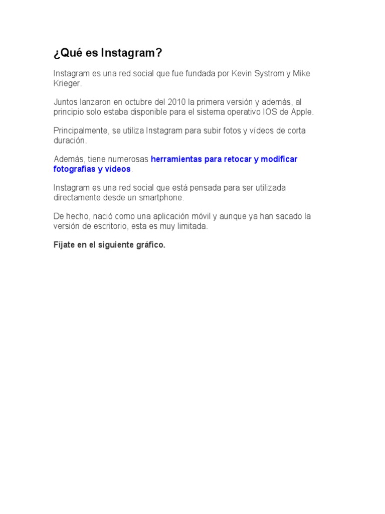 Qué Es Instagram | PDF | Servicio de redes sociales | Facebook