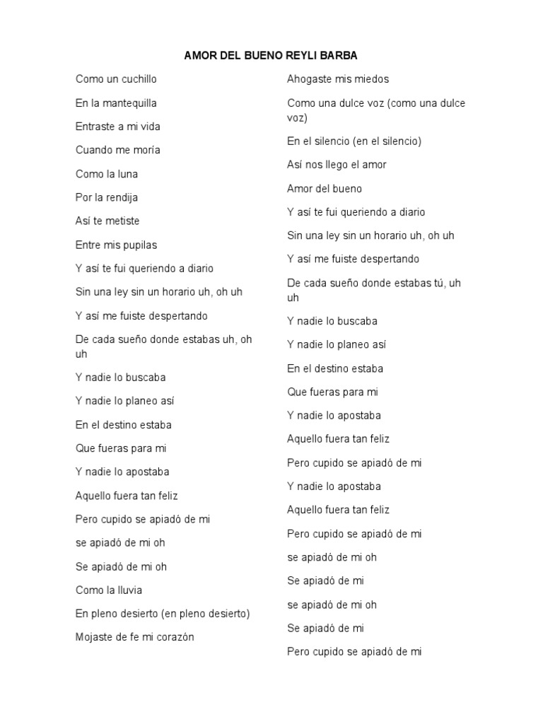 Amor Del Bueno Reyli Barba | PDF
