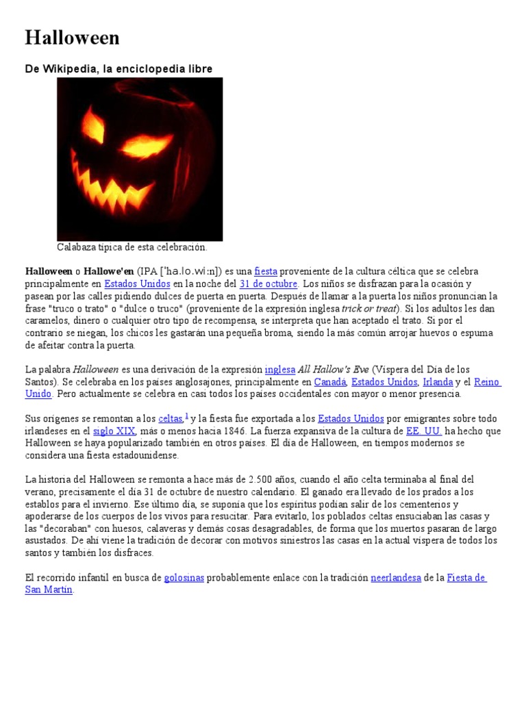 Historia de Halloween | PDF | Víspera de Todos los Santos ...