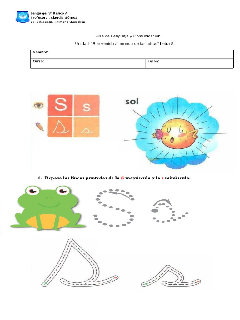 Aprendiendo la letra S en 3° Básico | PDF | Estudios de idiomas ...