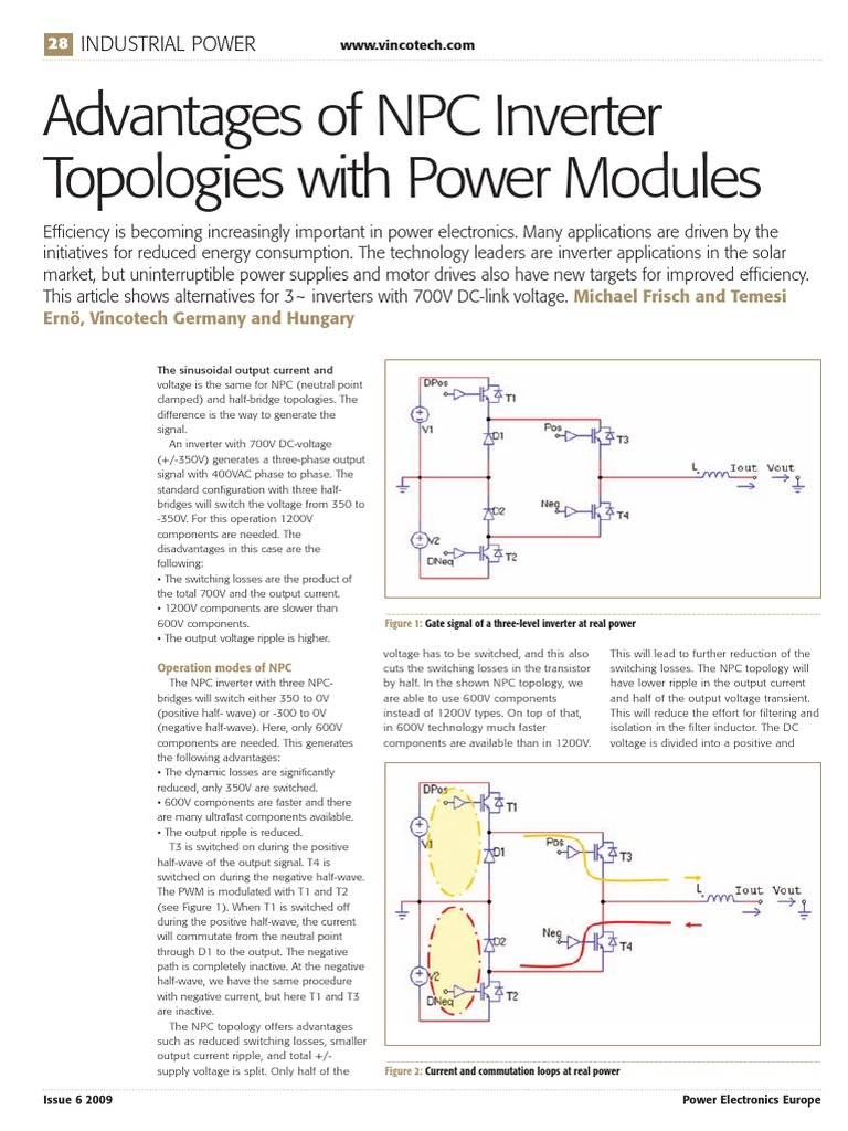 Advantages of NPC Inverter Topologies With Power Modules | PDF | Power ...