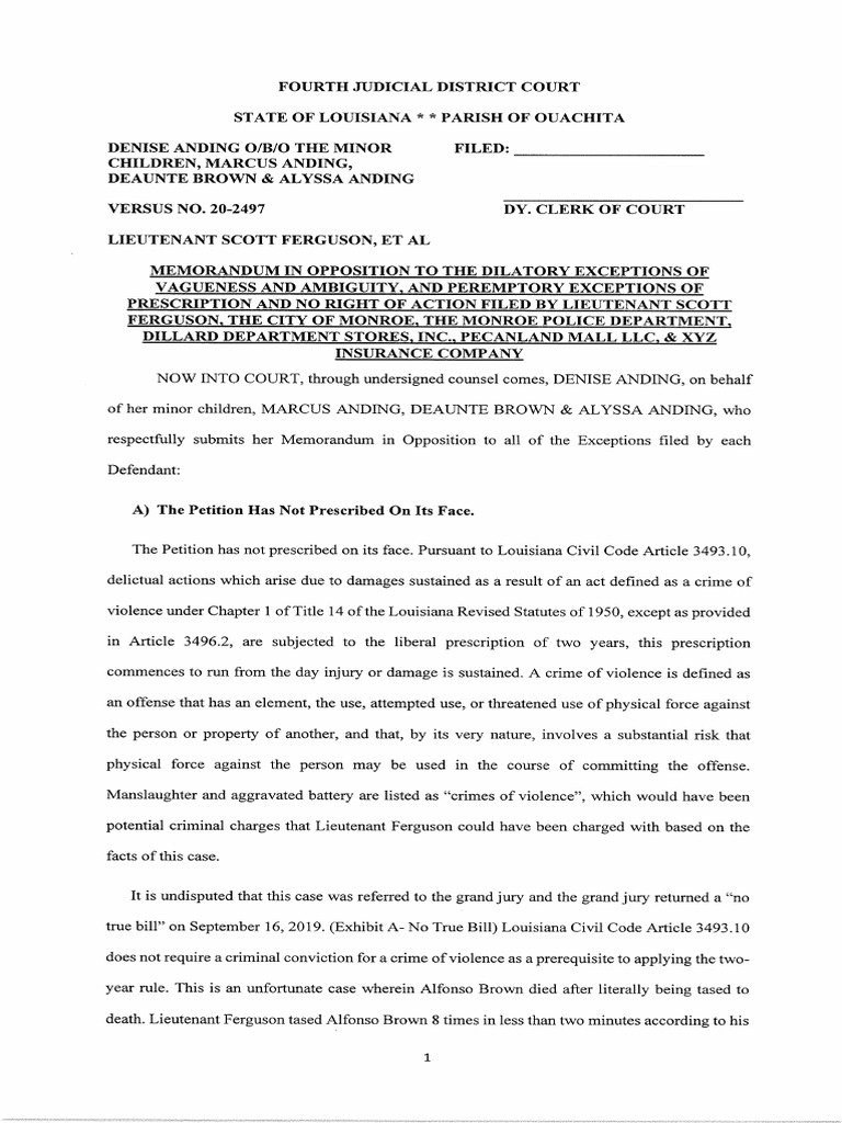 Denise Anding Memo in Opposition | PDF