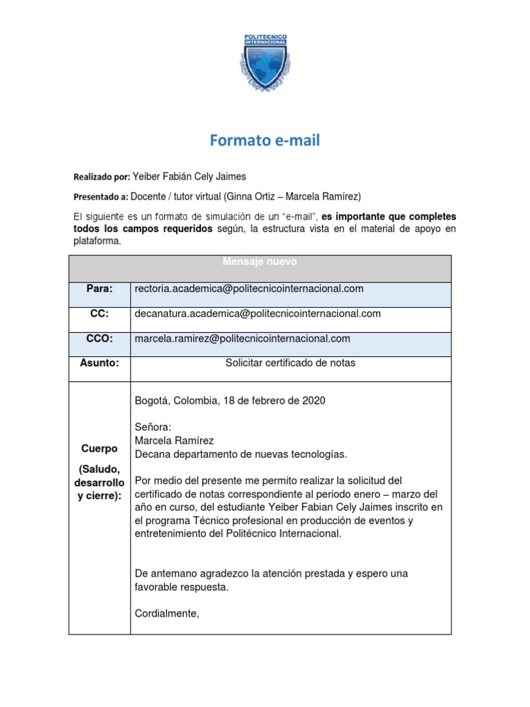 Formato Email 2020 | PDF