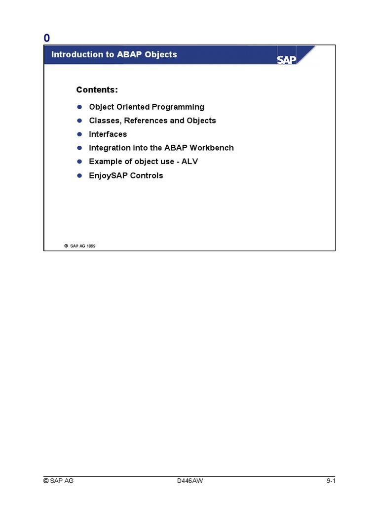 Contents:: Introduction To ABAP Objects | PDF | Class (Computer Programming) | Method (Computer ...