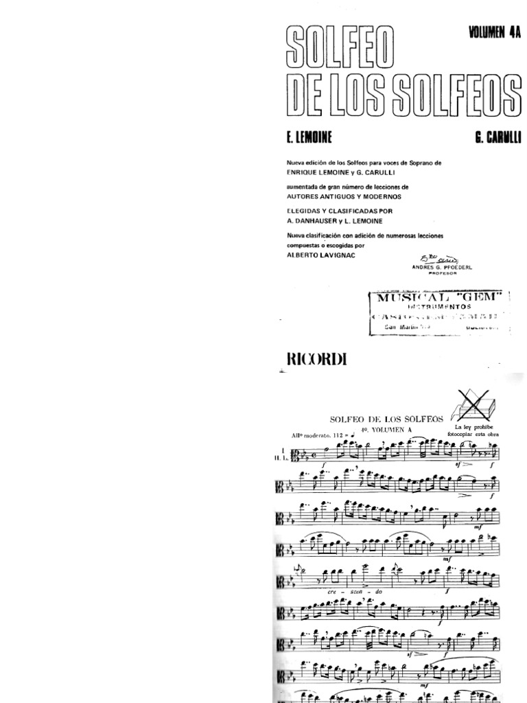 Solfeo de Los Solfeos Volumen 4a - E-Lemoine-Y-G-Carulli | PDF