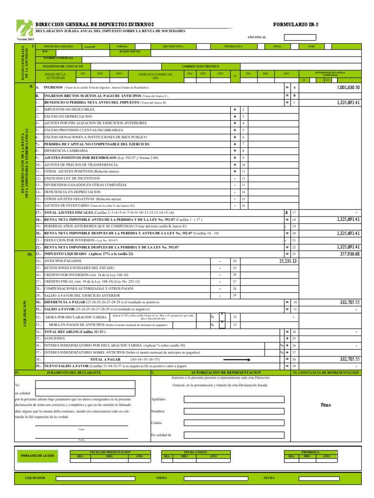 IR-2-2015-Formulario de Declaración Jurada Anual Del Impuesto Sobre La ...