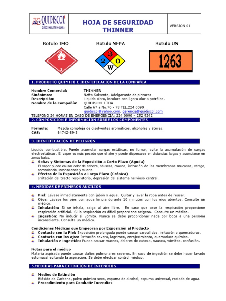 HDS - Thinner PPG | PDF | Sustancias químicas | Química
