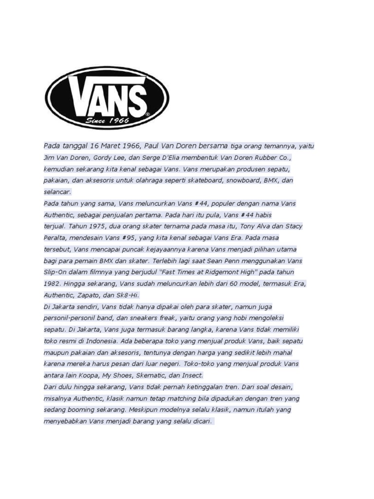 Tugas Pemasaran Vans | PDF