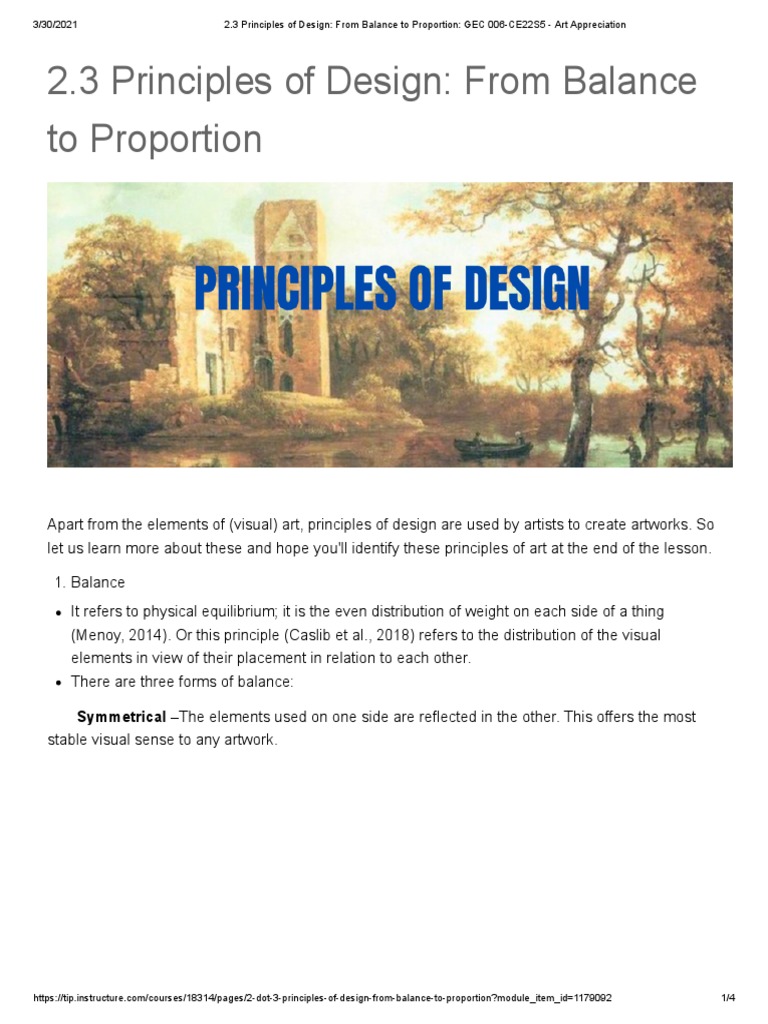 2.3 Principles of Design From Balance To Proportion | PDF | Composition ...