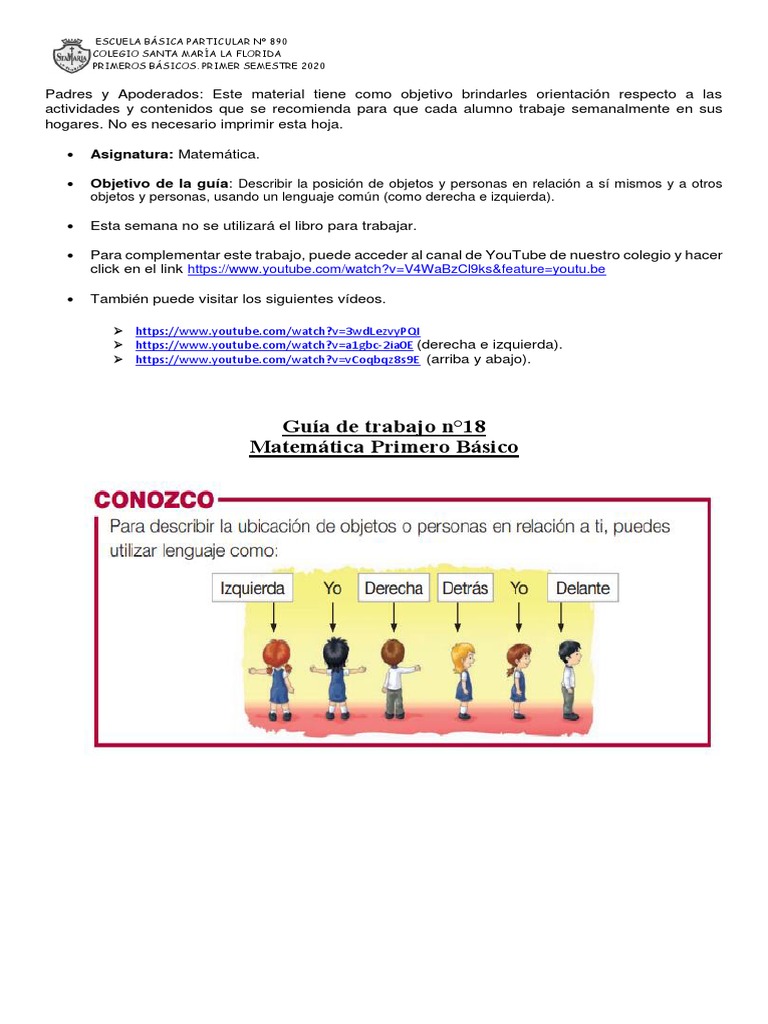 1° Básico Matemática Guía 18 Profesoras Primeros Básicos | PDF