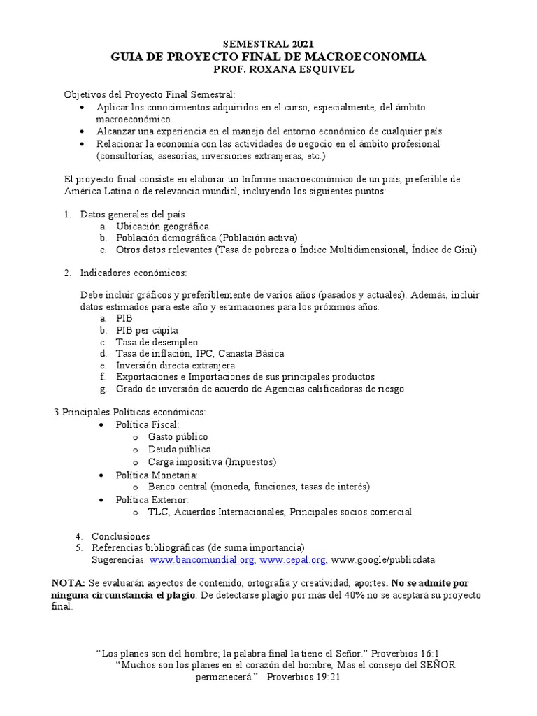 Guia Proyecto Final Semestral | PDF | Negocios | Finanzas y dinero