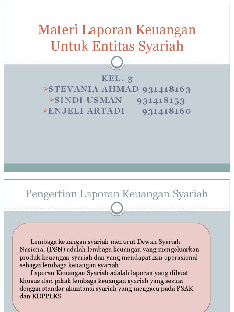 Kel. 3 Laporan Keuangan Untuk Entitas Syariah | PDF