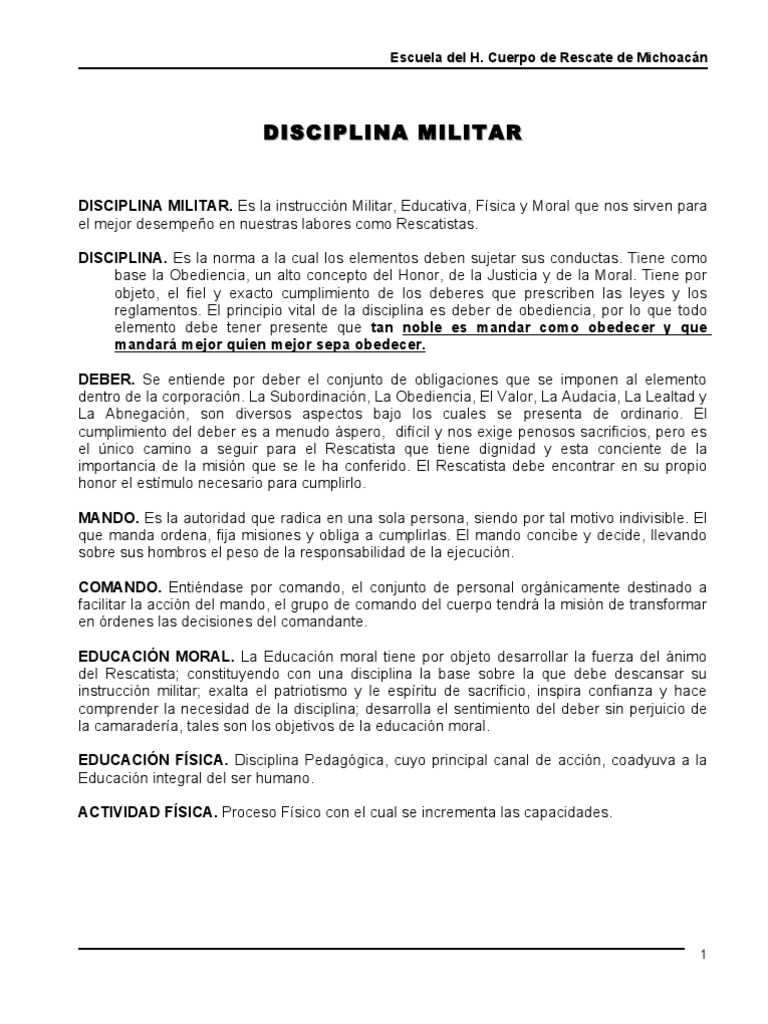 Manual de Disciplina Militar | Pie | Disciplinas