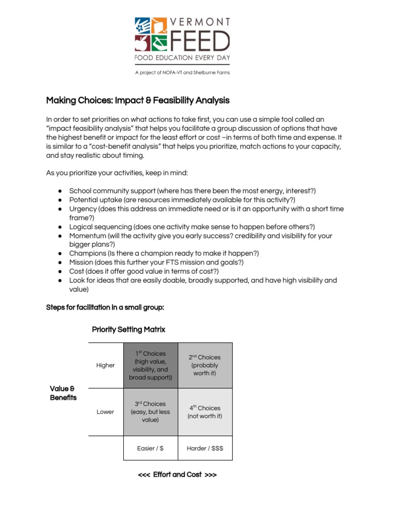Making Choices: Impact & Feasibility Analysis: Priority Setting Matrix ...