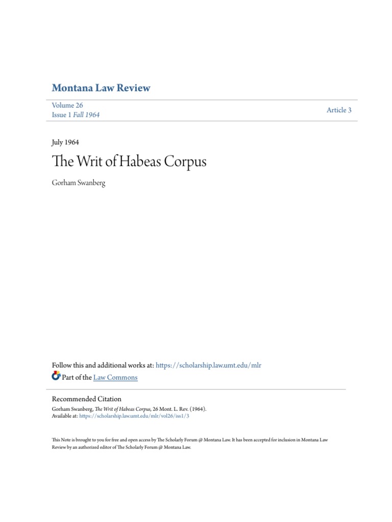 The Writ of Habeas Corpus | PDF | Habeas Corpus | Supreme Court Of The ...