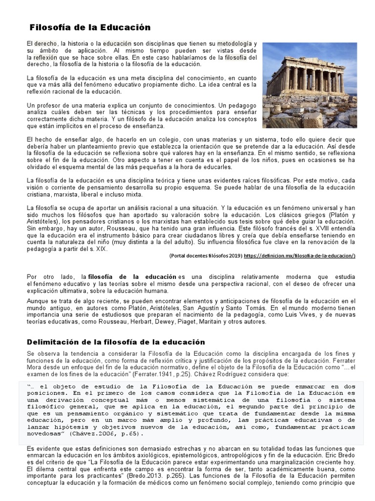 Filosofía de la Educación: Conceptos Clave | PDF | Filosofía de la ...