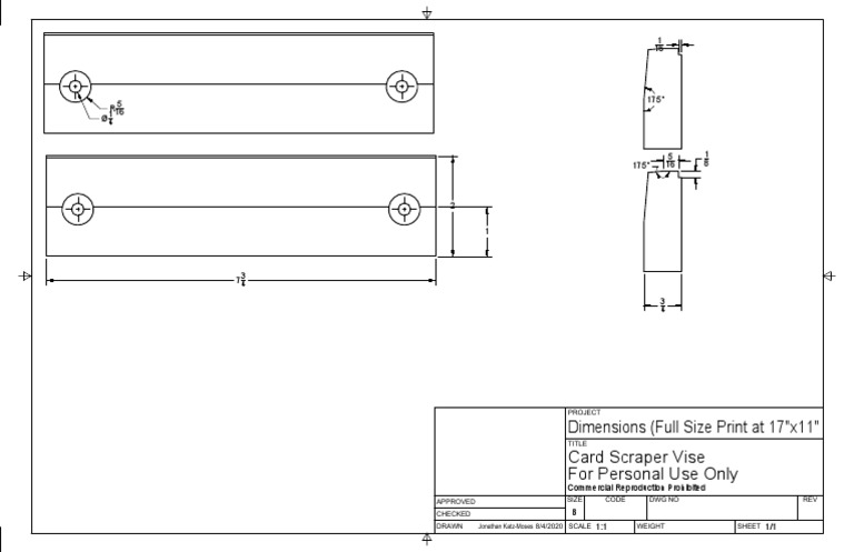 Dimensions (Full Size Print at 17"x11" For Personal Use Only Card ...