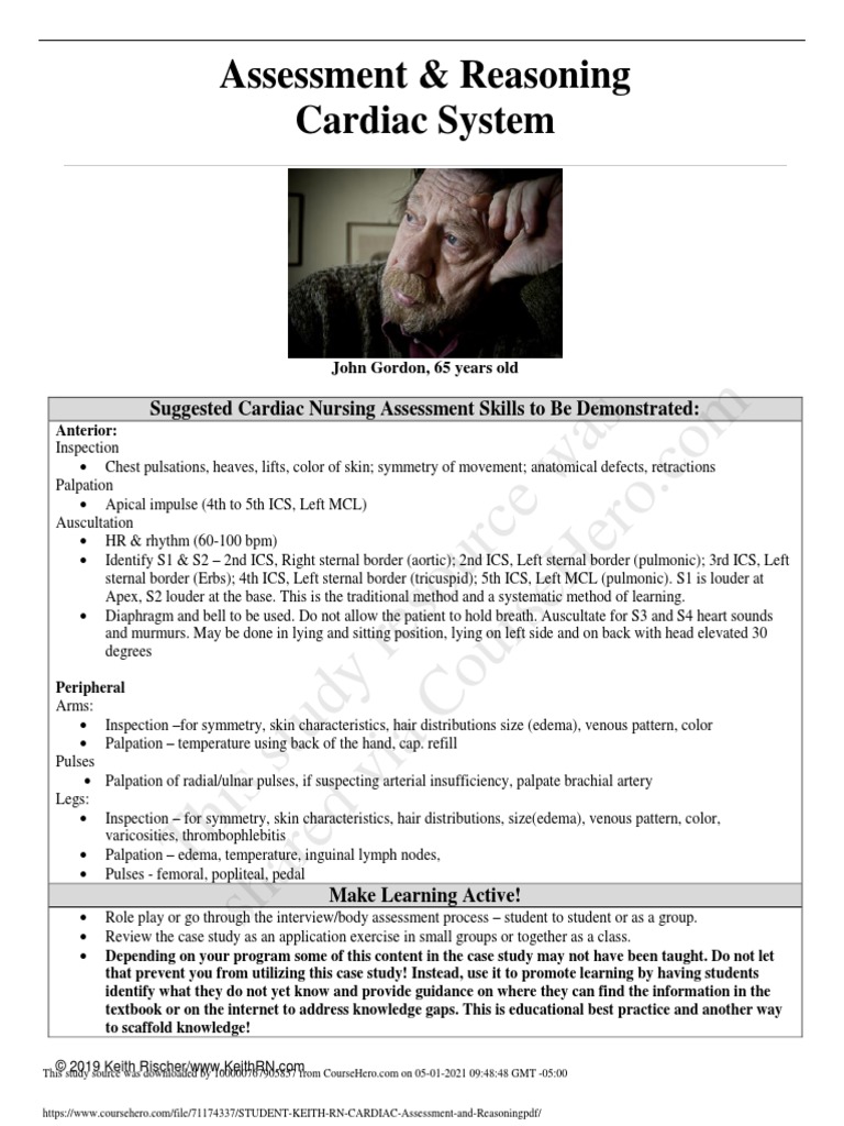 This Study Resource Was: Assessment & Reasoning Cardiac System | PDF ...