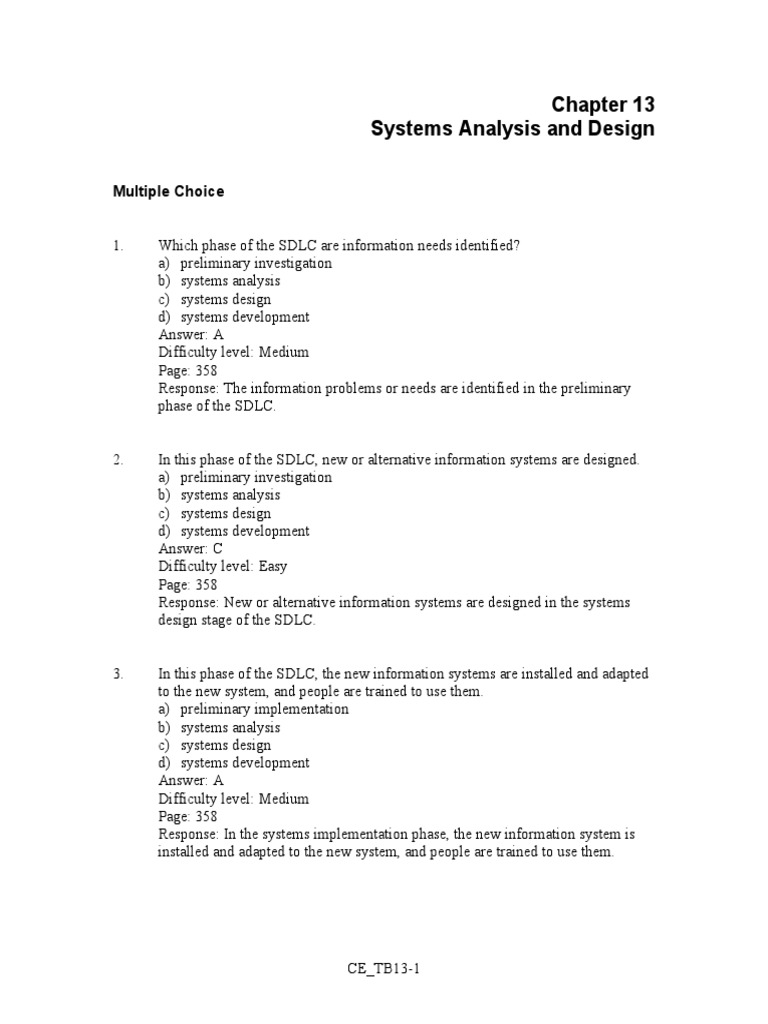 Chapter 13 Systems Analysis and Design | PDF | Information Technology ...
