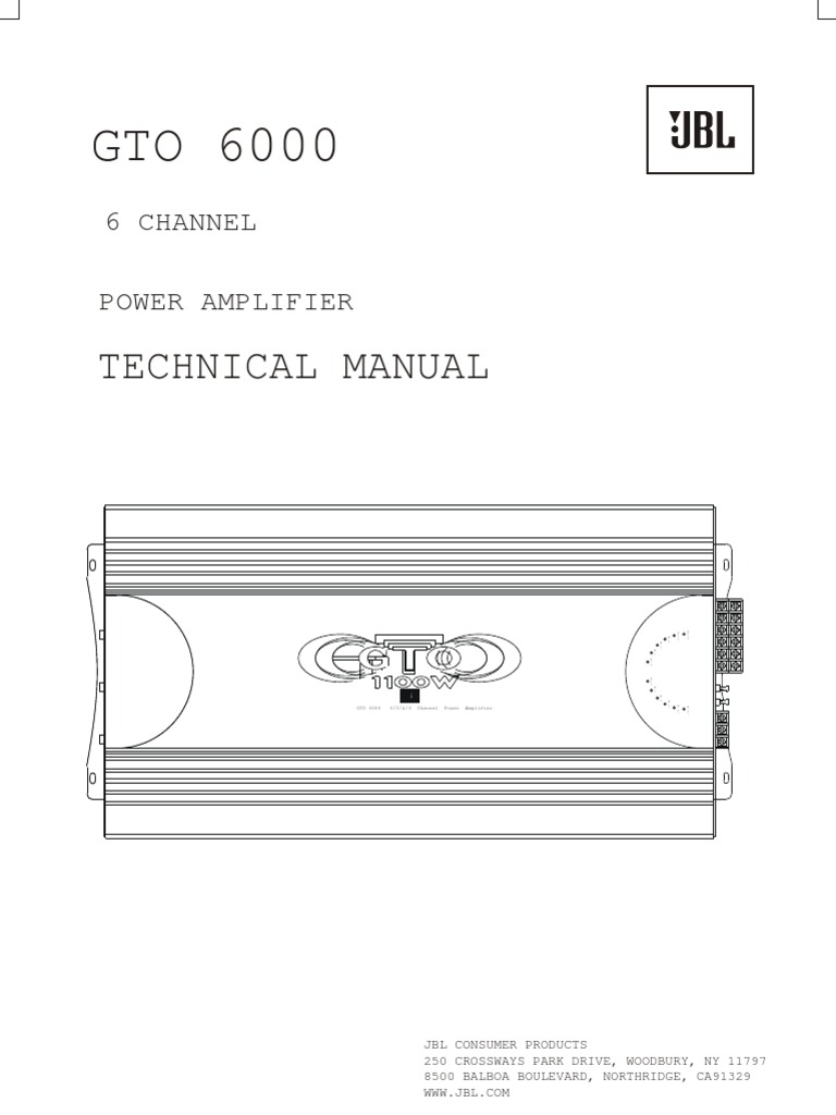 Service Manual JBL GTO 6000 | PDF | Amplifier | Audio Electronics