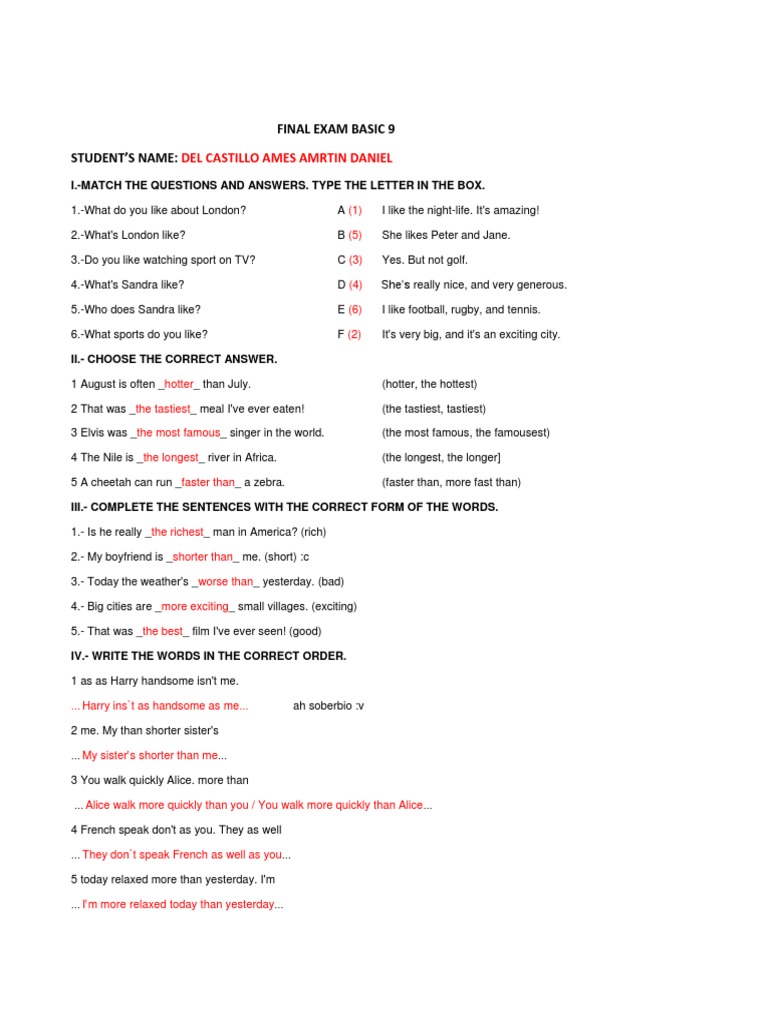 Del Castillo Ames Martin Daniel - Final Exam Basic 9 | PDF