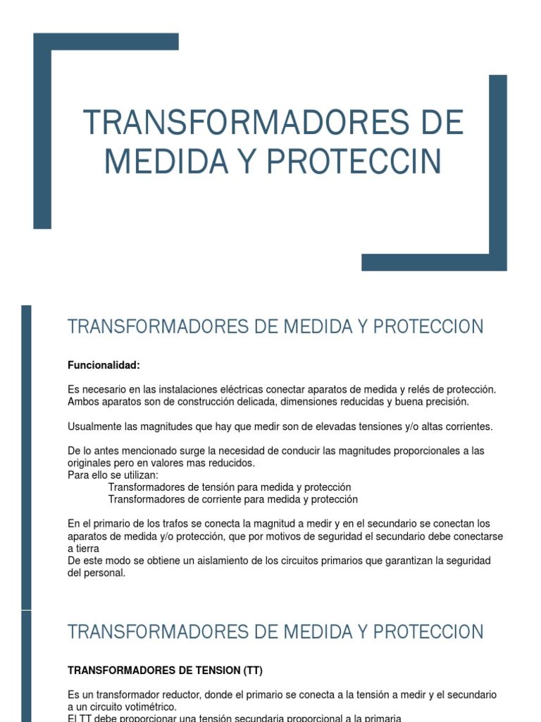 Transformadores de medida y protección: TT y TC | PDF | Transformador | Corriente eléctrica