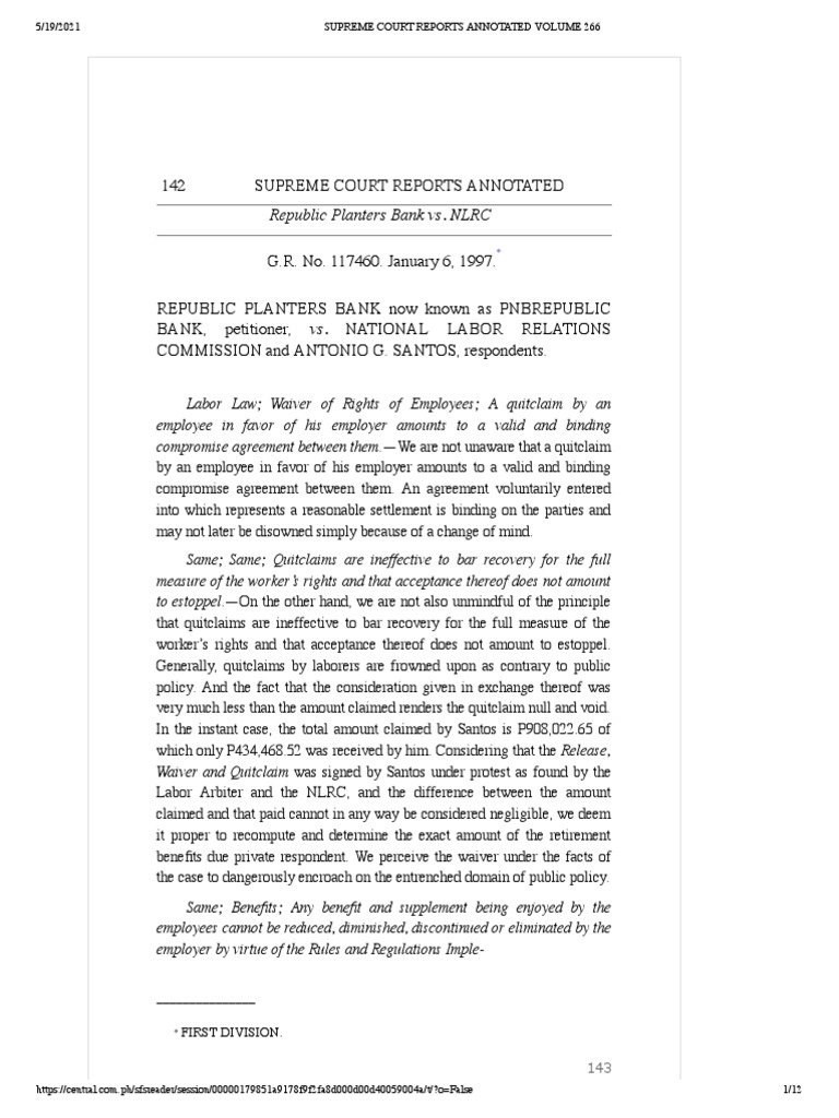 16 Republic Planters Bank v. NLRC | PDF | Gratuity | Employment