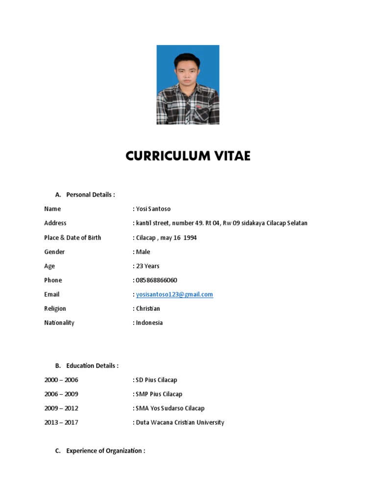 Curriculum Vitae: A. Personal Details | PDF | Communication | Computing ...
