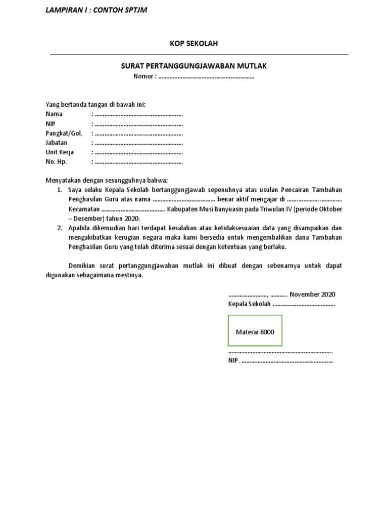 CONTOH SPTJM Tamsil | PDF