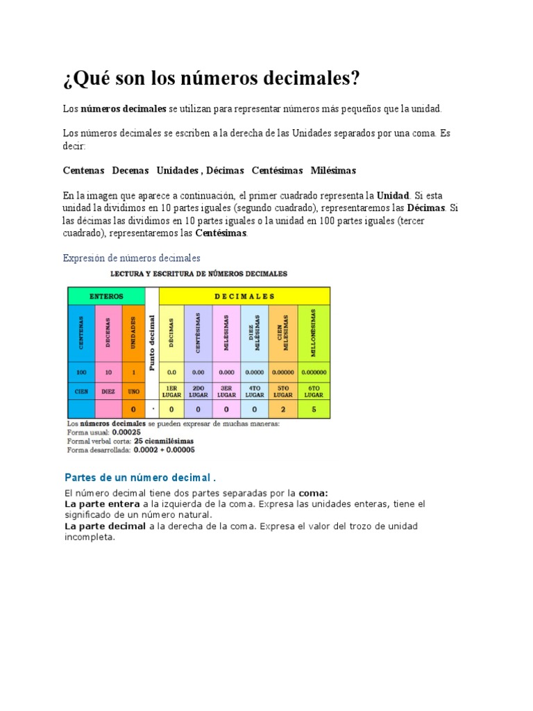 Qué Son Los Números Decimales | PDF