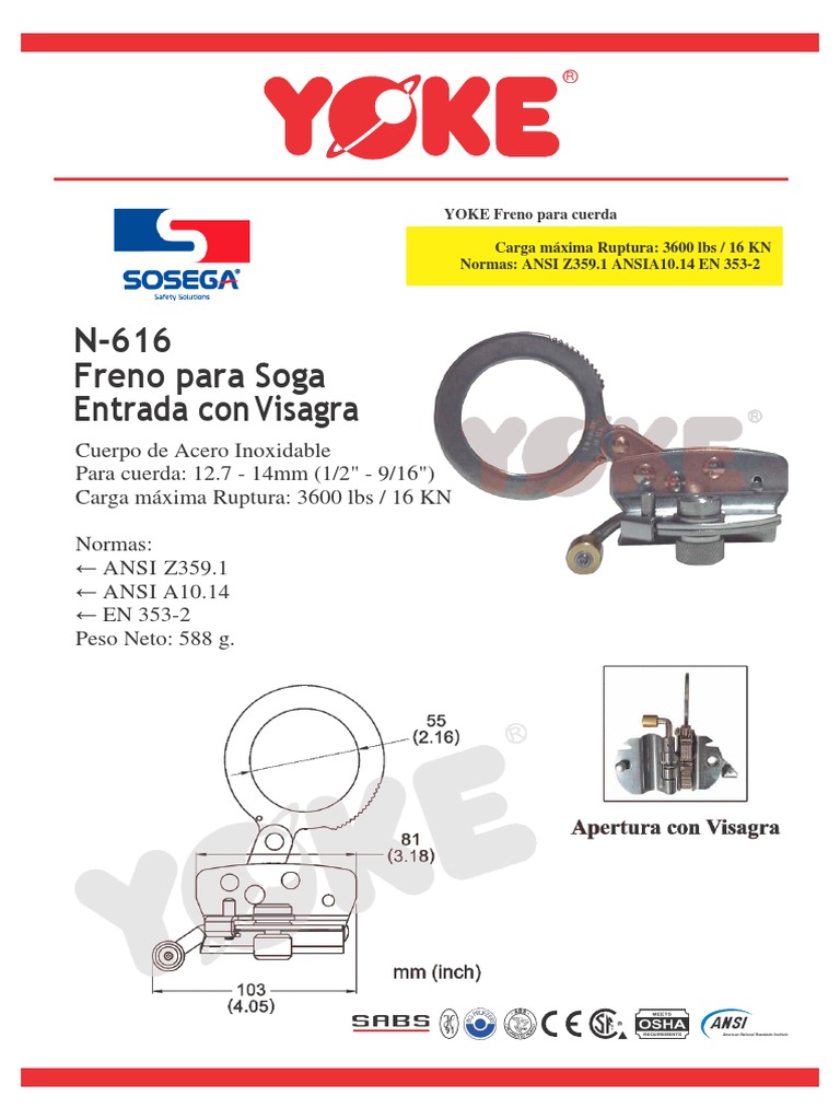Ficha Tecnica Freno YOKE N-616 | PDF