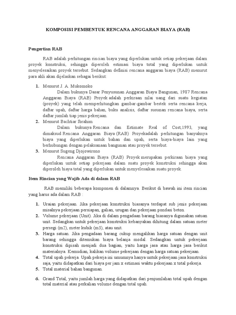 TGS RAB Mutu Proyek | PDF