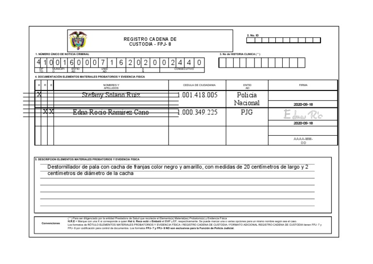 Anverso Rotulo Cadena de Custodia - Destornillador | PDF | Justicia ...