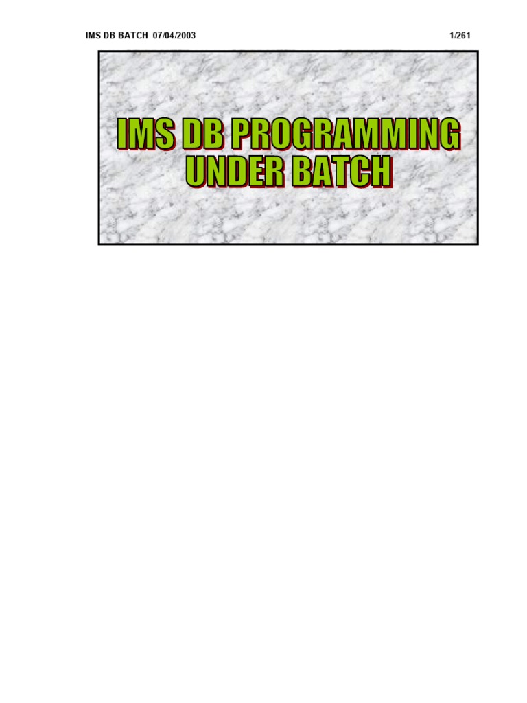 Ims DB Batch 11102003 | PDF | Databases | Database Index
