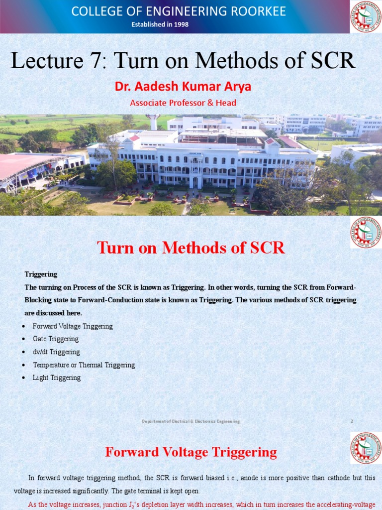 Lecture 7: Turn On Methods of SCR: Dr. Aadesh Kumar Arya | PDF | P–N ...