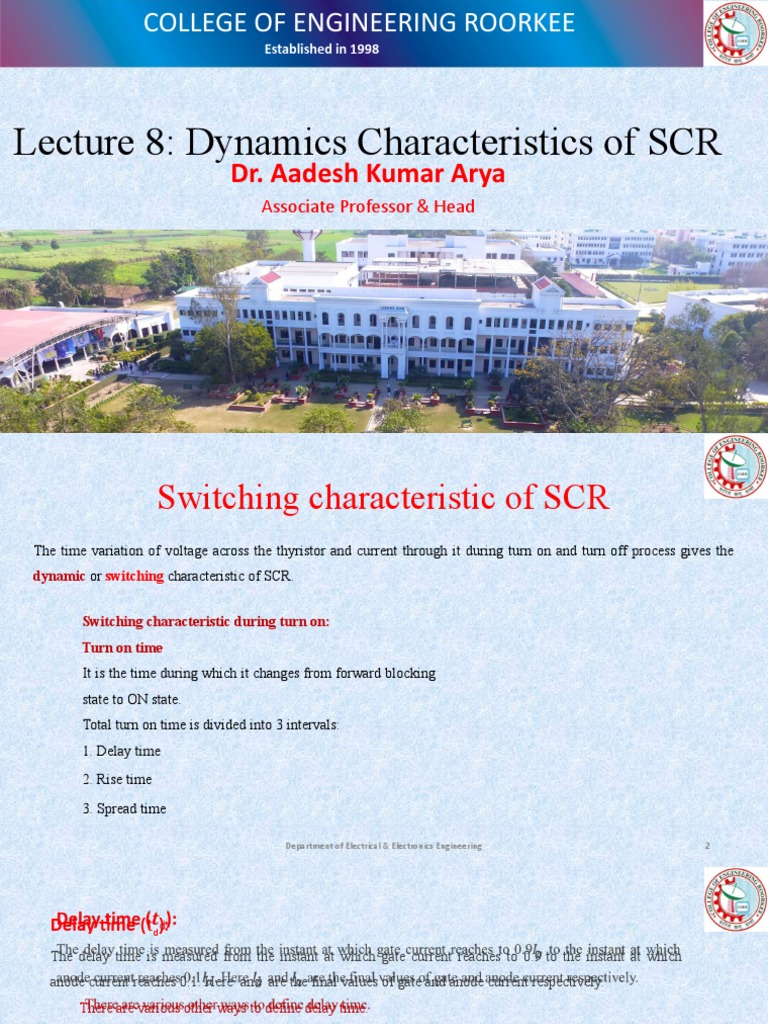 Lecture 8: Dynamics Characteristics of SCR: Dr. Aadesh Kumar Arya | PDF