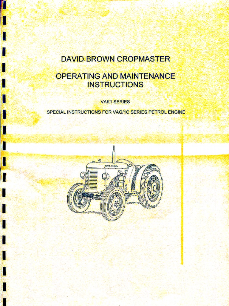 David Brown Cropmaster VAK1 Series Operating and Maintenance ...